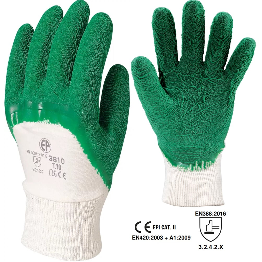 Manusi de protectie imersate in latex creponat 3/4, EUROSTRONG 3810 ...